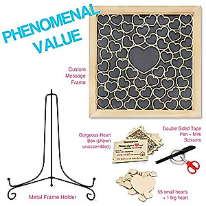 HavenSnug Guest Book Alternative Picture Frame - 55 Small and 1pc Big Wooden Heart for Funeral Guest Book, Memorial Gift, Wedding, Baby Shower, Bridal Shower, Anniversary, Birthday, Retirement