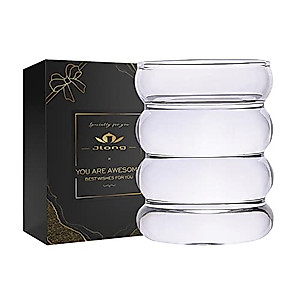 Jlong Creative Glass Cup Vintage Drinking Glasses Entertainment Dinnerware Glassware Beverage Cups for Water, Fruit Juice, Wine Beer Kitchen Bar Decor