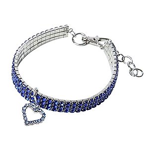 Small Collar with Bell Chocker Dog Heart Collars Shaped Dog Rhinestone Mini Bling Necklace Pet Collars