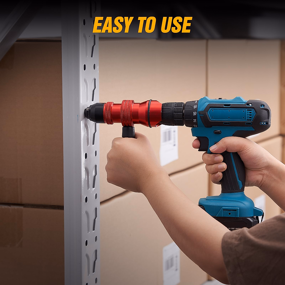 TaskStar Rivet Nut Drill Adapter Kit, Cordless Rivet Nut Tool Adapter Use with Electric Drills and Screwdriver, Rivet Gun Adapter for Drill Rivet Nut Drill Attachment with 6 Mandrels and 10 Nuts