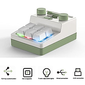 Yoidesu 6 Keys Programmable Keypad, Mini Keypad with RGB Light Wireless Mechanical Gaming Keyboard DIY Keyboard for Gaming, Media,Control, Built in Battery