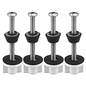 Jaeskeclip 2 Sets Stainless Steel Toilet Seat Screws, Toilet Seat Tightening Kit, Strong Metal Hinges and Bolts, Resistant to Dirt and Wear, Practical Convenient(Silver+Black+White)
