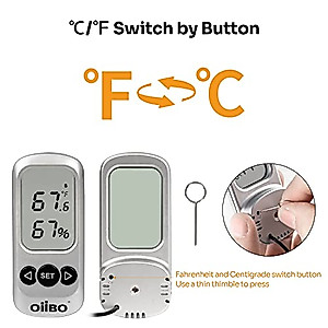 OIIBO Reptile Digital Thermometer Hygrometer with Alarm, 2-Channel Temperature and Humidity Meter Gauge with Probe for Pet Rearing Box Reptile Terrarium Temperature and Hygrometer