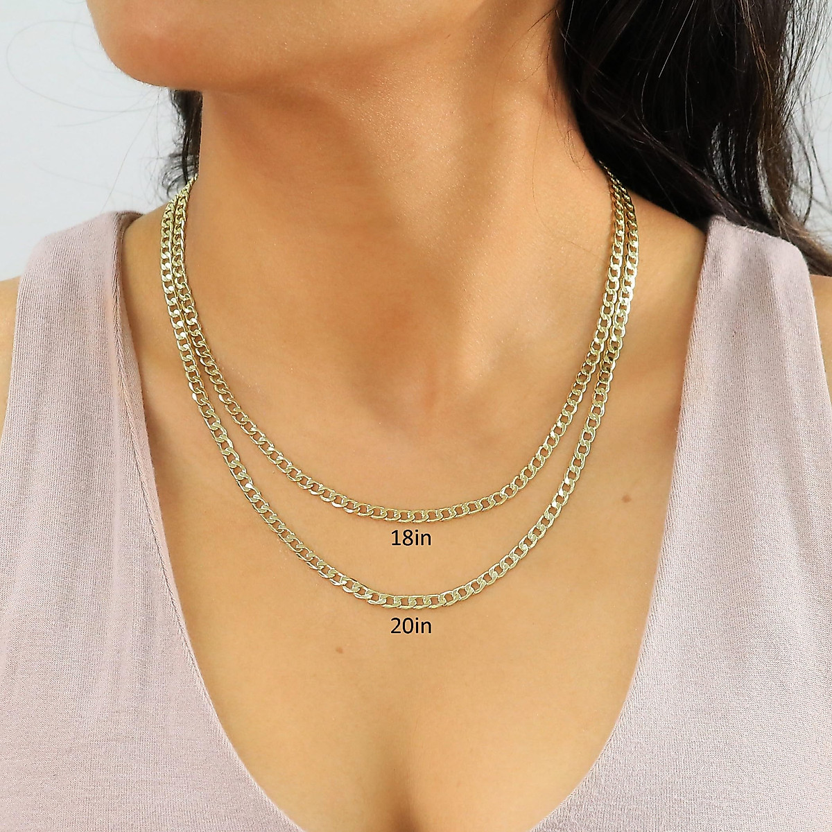 Nuragold 10k Yellow Gold 4.5mm Cuban Curb Link Chain Pendant Necklace, Mens Womens Jewelry 16" 18" 20" 22" 24" 26" 28" 30"