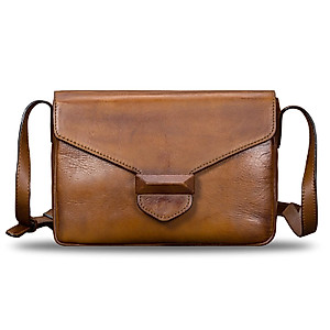 Genuine Leather Crossbody Bags for Women Handmade Ladies Satchel Vintage Purses Handbag Brown