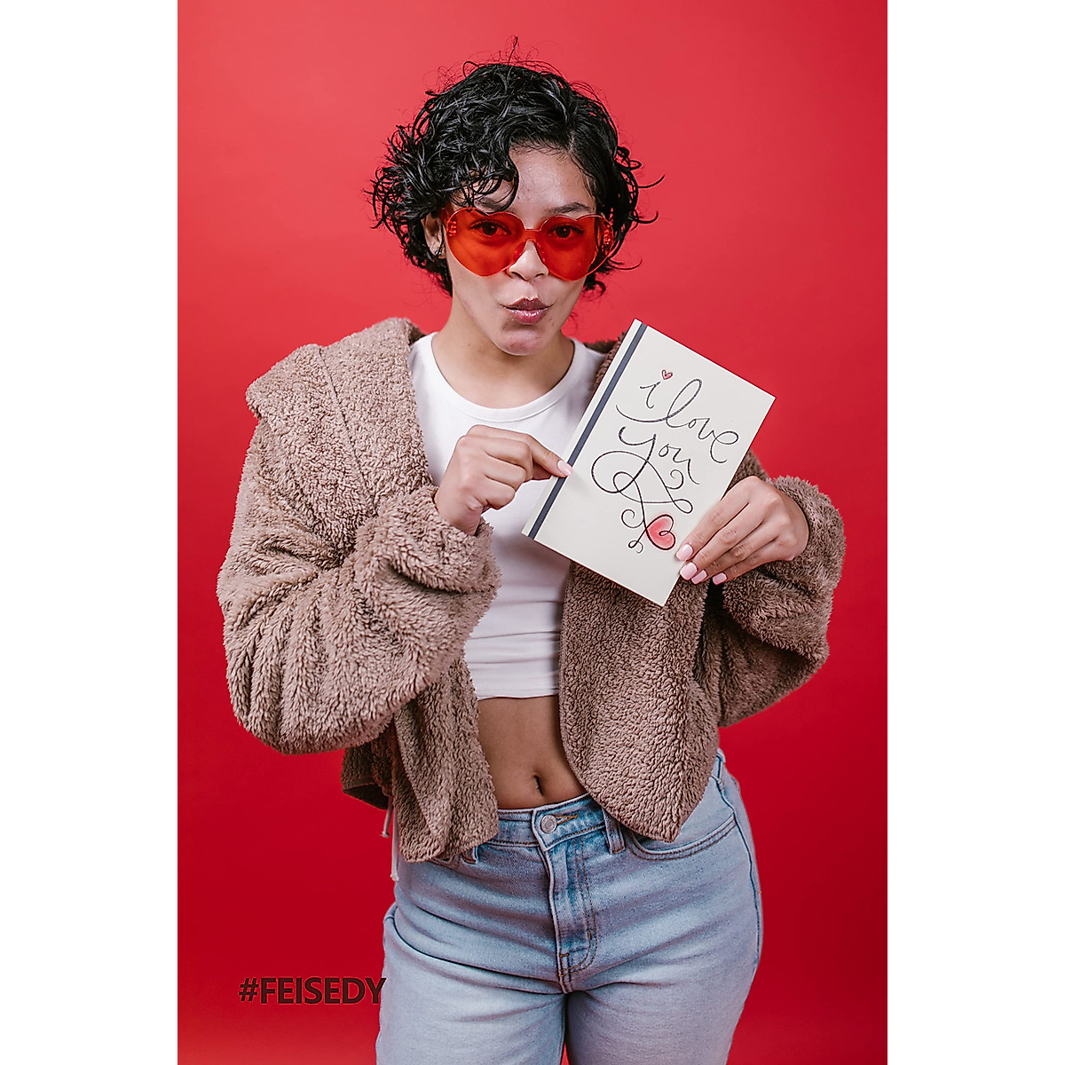 FEISEDY 2 Pack Rimless Heart Shaped Sunglasses Party Glasses Disco One Piece Transparent Trendy Love Glasses B2826-F2