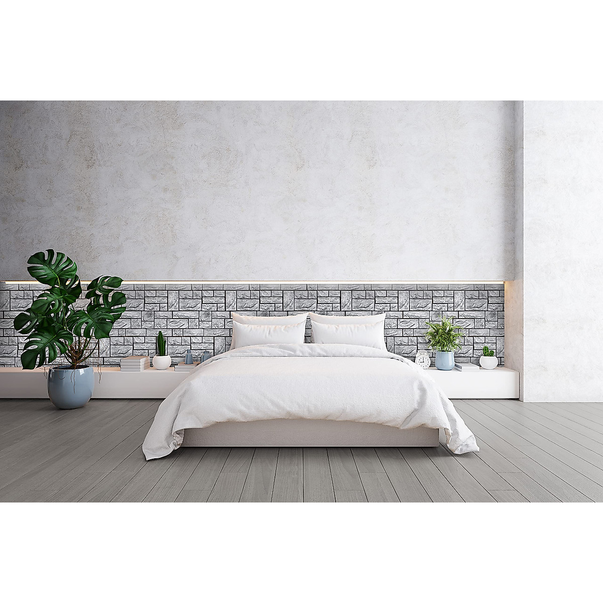 CONCORD WALLCOVERINGS ™ 3D Wall Panels, Pack of 6 - Natural Stone Block Design in Grey, Realistic Textured PVC Panels, 17.5" x 23.75", Covers 17.31 sq.ft., Model 573SG
