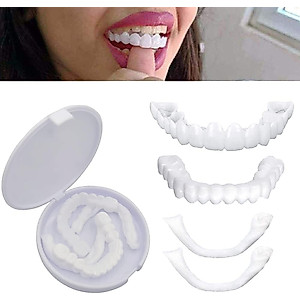 Fake Teeth, Instant Veneers for Temporary Tooth Repair Upper and Lower Jaw, Dentures Teeth Socket-Perfect for Women and Men, Protect Your Teeth and Regain Confident Smile, Natural Shape with Color