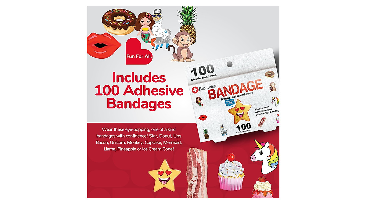 BioSwiss Animal & Food Shaped Bandages - Fun Kids First Aid Supplies