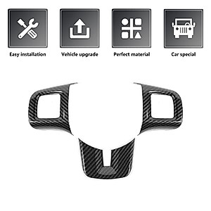 RAZPOY Steering Wheel Trim, Steering Wheel Cover Interior Decoration Accessories Compatible with 2009-2014 Dodge Challenger/Charger/War Horse/Durango//Dart/Journey Coolway 2013-2022 (Carbon Fiber)