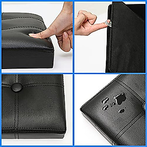 Bsketa Storage Ottoman, Folding Foot Stool with Thicker Foam Padded Seat Small Leather Storage Ottoman Bench Foot Rest for Living Room Foldable Coffee Table 17x13x13in