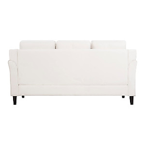 Naomi Home Button Tufted Sofa with Rolled Arms, Tufted Cushions / 3 Seater Sofa Couch for Small Spaces, Living Room, Bedroom, Apartment, Easy Tool-Free Assembly, Microfiber, Cream (P-03778)