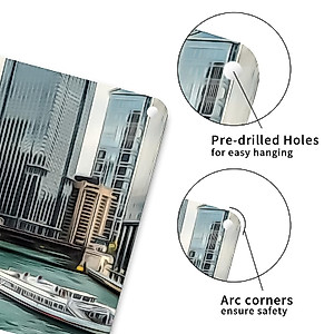 WoGuangis USA City Chicago Metal Plaque Tin Sign American Cities in Illinois States Street Hanging Sign Travel Gift Souvenir Aluminum Art Signs Quality Metal Sign for Front Porch Garden 12x12in