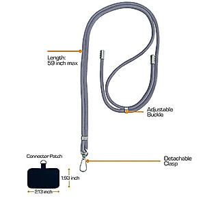 Universal Gray Phone Lanyard with Adjustable Strap - Multipurpose for Phone, Badge or Keys