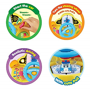 Robocar Poli Steering Wheel Toy, Musical Pretend Play Driving Toy for Baby Driver, My First Driving Educational Turn and Learn Toy, Simulation Racing Wheel Toy for Preschool Kid Toddler Age 1-3