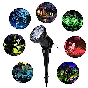 Garden Spotlights, IP66 Waterproof 36 LEDs Multi Colored Landscape Lights RGB Remote Control Outdoor Spotlights with Spiked Stand for Garden Yard Patio Lawn House Flag Tree Statue Pathway - Set of 2