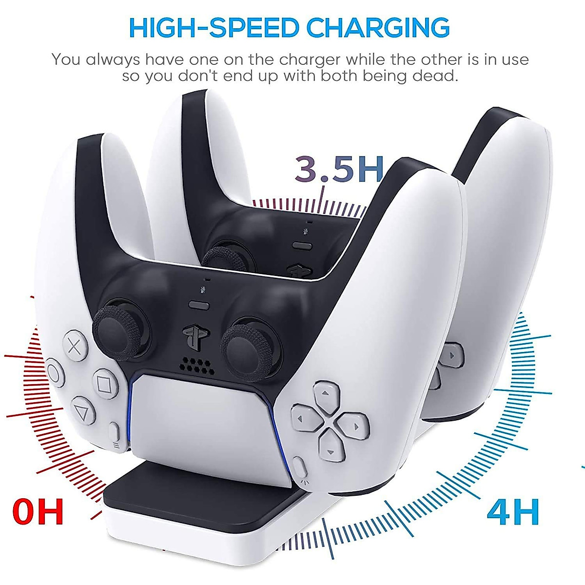 Controller Charger for PS5, Kahool Portable Dual Charge Fast Charging Station Dock for Sony DualSense PlayStation 5 Controllers