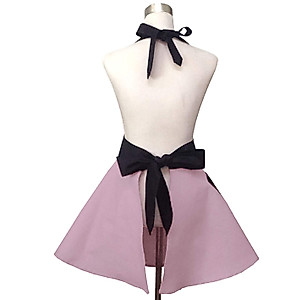 Hyzrz Lovely Cute Retro Aprons for Woman Girl Cotton Kitchen Cooking Salon Pinafore Vintage Apron Dress (Pink)