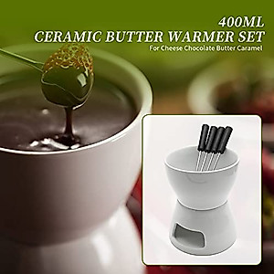 Butter Heater Italian Style Ceramic Butter Warmer Set Melt Hot Pot Bowl for Cheese Chocolate Butter Caramel (Package A)
