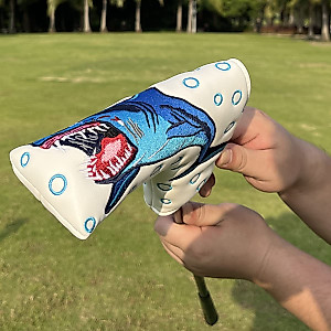 Shark Golf Blade Putter Club Head Cover Headcover Magnetic for Golf Clubs fits Blade Style Putters - Synthetic Leather Putter Cover for Scotty Cameron Select Newport series Putters