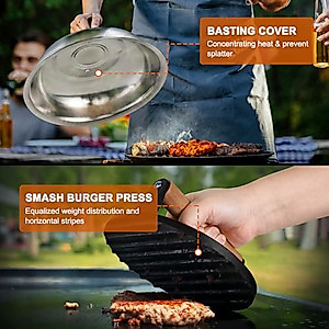 Griddle Accessories Kit - 36PCS Flat Top Grill Accessories for Blackstone and Camp Chef Metal Spatula Tools Set with Burger Press Scraper Tongs Carry Bag for Outdoor Grilling BBQ Cooking