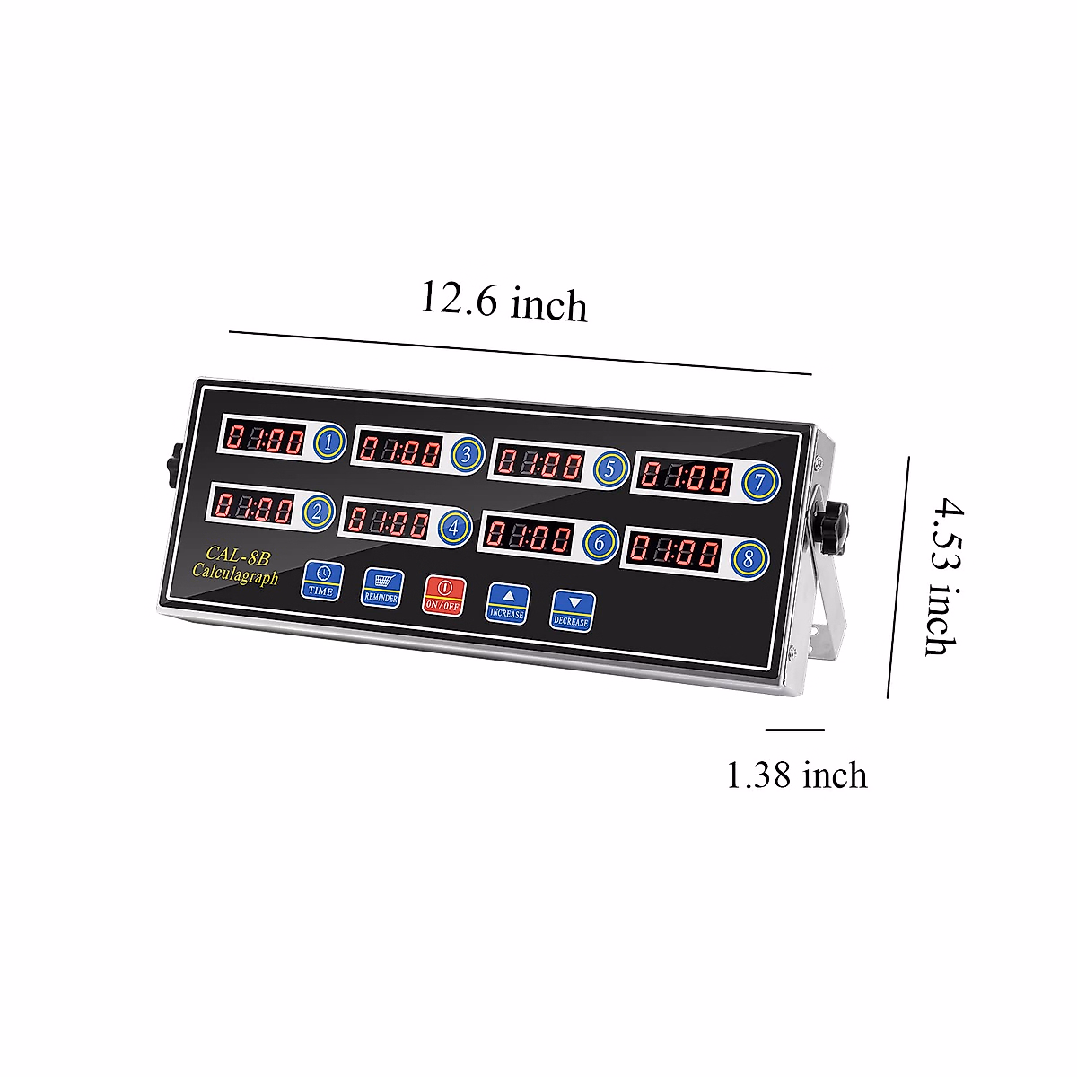 S2SQURE Restaurant Digital Kitchen Timer | 8-Channel | Led Loudly | 8-Group Food Timer | Independent Count Down | Stainless Steel | for Pizza Coffee Fast Food Fries Cooking