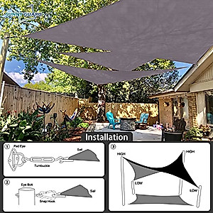 SUNNY GUARD Sun Shade Sail 10'x10'x14' Right Triangle Dark Grey UV Block Sunshade for Backyard Yard Deck Patio Garden Outdoor Activities and Facility
