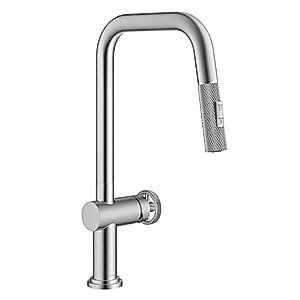 KRAUS Urbix Industrial Pull-Down Single Handle Kitchen Faucet in Spot-Free Stainless Steel, KPF-3126SFS