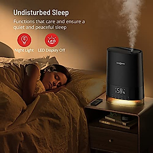 Humidifiers for Large Room,PARIS RHÔNE 6L Ultrasonic Cool and Warm Mist Humidifiers for Home Bedroom,Top Fill Air Humidifier with Remote,Humidity Sensor,LED Panel,Essential Oil, Valentine Gifts