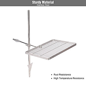 REDCAMP Stainless Swivel Campfire Grill Grate, Heavy Duty Fire Pit Grill with Carrying Bag for Open Flame Cooking