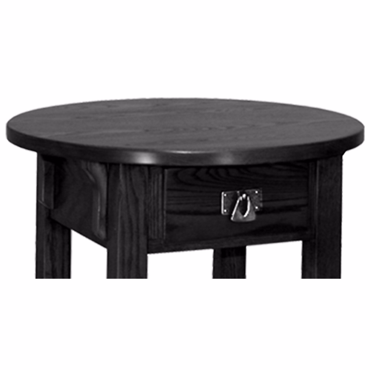Leick Home 9056-SL Mission One Drawer Anyplace Round Side Table with Shelf, Slate 18 in x 18 in x 24 in
