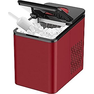 SOOPYK Ice Maker Countertop, Portable Ice Make 27 lbs in 24 hrs - 9 Ice Cubes Ready in 5-7 Mins, Ice Maker Machine with Self- Cleaning Function with Ice Scoop and Basket