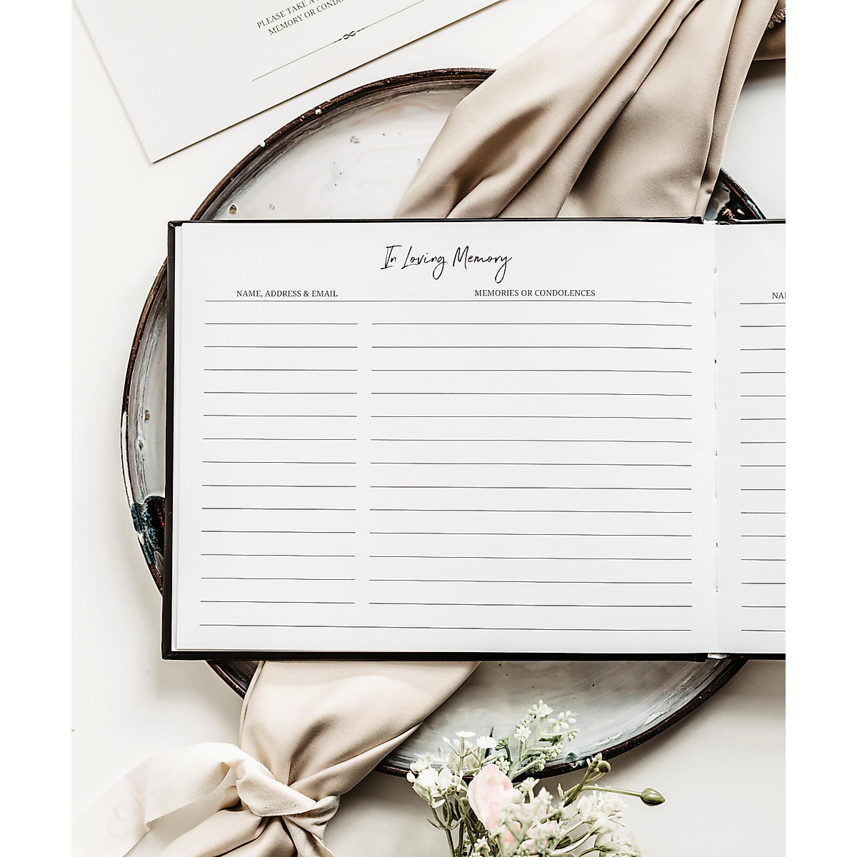 Lamare Funeral Guest Book for Memorial Service - in Loving Memory Funeral Guest Book | Celebration of Life Guest Book with Memory Table Sign & Back Pocket - Guest Sign in Book for Funeral Service