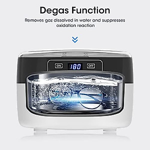 Ultrasonic Cleaner, 45khz Professional Ultrasonic Jewelry Cleaner Machine with 25oz(750ml) Stainless Steel Tank, 5 Time Setting, Degas Modes, for Cleaning Jewelry, Ring, Silver, Glasses, and Watches
