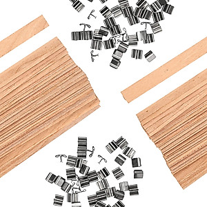 Wood Wicks for Candles Making - NOOR 50 Pieces Smokeless Wooden Wicks with Booster. Crackling Wood Wick with Metal Clips for Candle Making and DIY Candle Craft