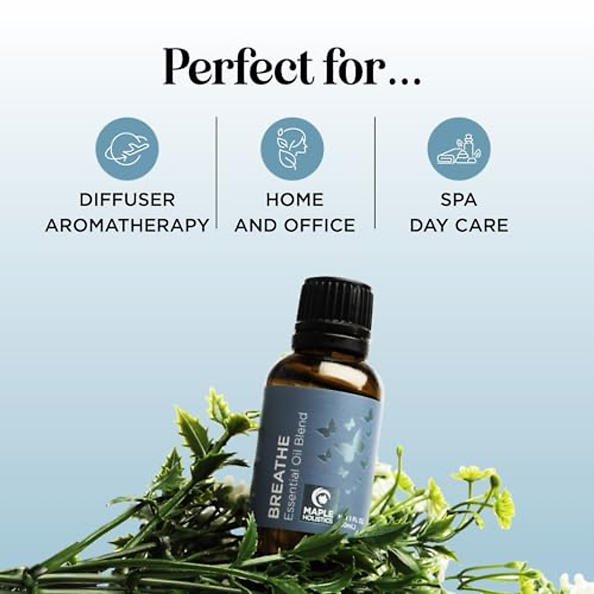 Breathe Essential Oil for Diffuser - Invigorating and Refreshing Breathe Essential Oil Blend with Eucalyptus Peppermint Tea Tree and Mint for Diffusers for Home and Shower Aromatherapy (1 Fl Oz)