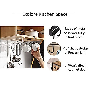 Art Secret 6-Hook Under Cabinet Mug Hanger (b- 3pcs Black)