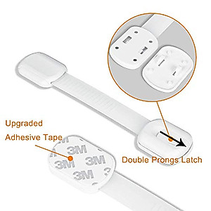 12 Pack Baby Proofing Cabinet Strap Locks - Vkania Kids Proof Kit - Child Safety Drawer Cupboard Oven Refrigerator Adhesive Locks - Adjustable Toilets Seat Fridge Latches - No Drilling