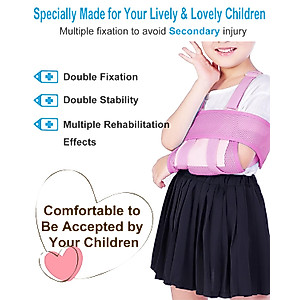 DouHeal Medical Kids Arm Sling, Breathable, Soft & Comfort, Adjustable, Toddler Children Pediatric Rotator Cuff, Elbow Support for Broken, Fractured Arm & Shoulder Injury, Immobilizer Band (Pink)