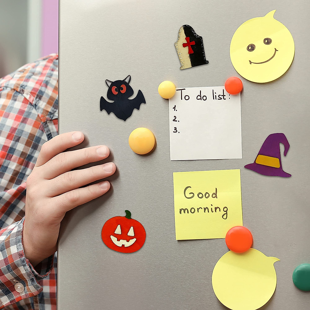 JOYIN 12 Pcs Halloween Wooden Magnet Creativity Arts & Crafts Painting Kit for Kids, Decorate Your Own Painting Gift, Family Activity Project Birthday Gift Favors for Boys Girls