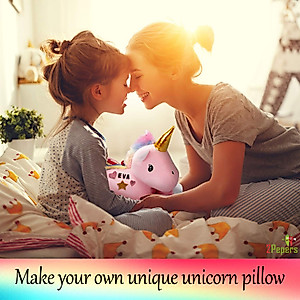 Make Your Own Unicorn Pillow Kit Arts and Crafts for Girls (No Sew), DIY Unicorn Craft Girl Ages 3 4 5 6 7 8 9 10 Years Old, Unicorn Gifts for Girls, Birthday Present, Toys For Girls, Kids Crafts