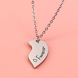 A Pair Friends Forever Puzzle Matching Necklaces,Sister Best friends Necklace Set 2,BFF 2 Gift for Women Teen Girls,Birthday Valentines Graduation Friendship Gifts.