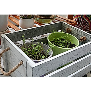 SLPR Wooden Crates for Decoration and Storage (Set of 3, Rope Handles): Rustic White Wood Crate Boxes for Display, Small Distressed Farm Bin, Prop Boxes for Photography, Craft Storage
