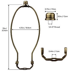 I Like That Lamp Complete Lamp Harp Set (1 Pack) - Antique Brass 10" Harp (Suitable for a 11" to 12" Lampshade) - Includes Harp, Saddle Holder Base & Finial - Harp Converter For Table and Floor Lamps