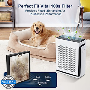 Vital 100S Replacement Filter Compatible with LEVOIT Vital 100S Air Purifier, 3-in-1 H13 True HEPA, High-Efficiency Activated Carbon Vital 100S-RF Filter, Replace Part, 2 Pack, White