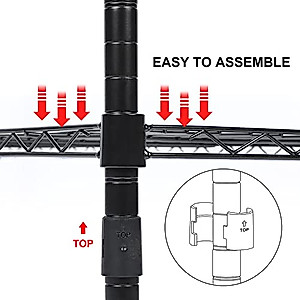 YSSOA Heavy Duty 6-Shelf Shelving, Wire Shelving, Adjustable Storage Units, 48'' D x 18'' W x 82'' H, 6 Tier, Black