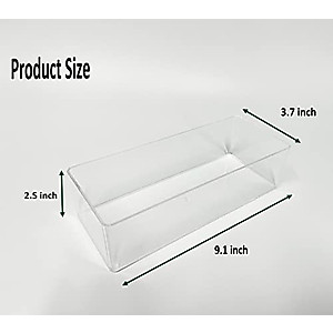 POPPEYGO Stackable Clear Drawer Organizers Small Makeup Vanity Storage Bins Trays and Office Desk Drawer Dividers Single Compartment 2 Pack