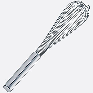 14" Stainless Steel Piano Whip / Whisk, Piano Wire Whip, Handheld Whisk for Blending, Whisking, Beating, Stirring and Mixing by Tezzorio
