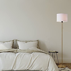 O’Bright Ted - Drum Shade Standing Lamp, Pull Chain Switch, E26 Socket, Modern Minimalist Design, Simple Floor Lamp for Living Room, Bedroom, Office, Antique Brass