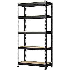 Prilinex Heavy Duty Storage Shelves - 35.5" W x 16" D x 71" H 5-Tier Adjustable Metal Garage Shelving Unit, Standing Utility Shelf Racks for Pantry Warehouse Kitchen, Black